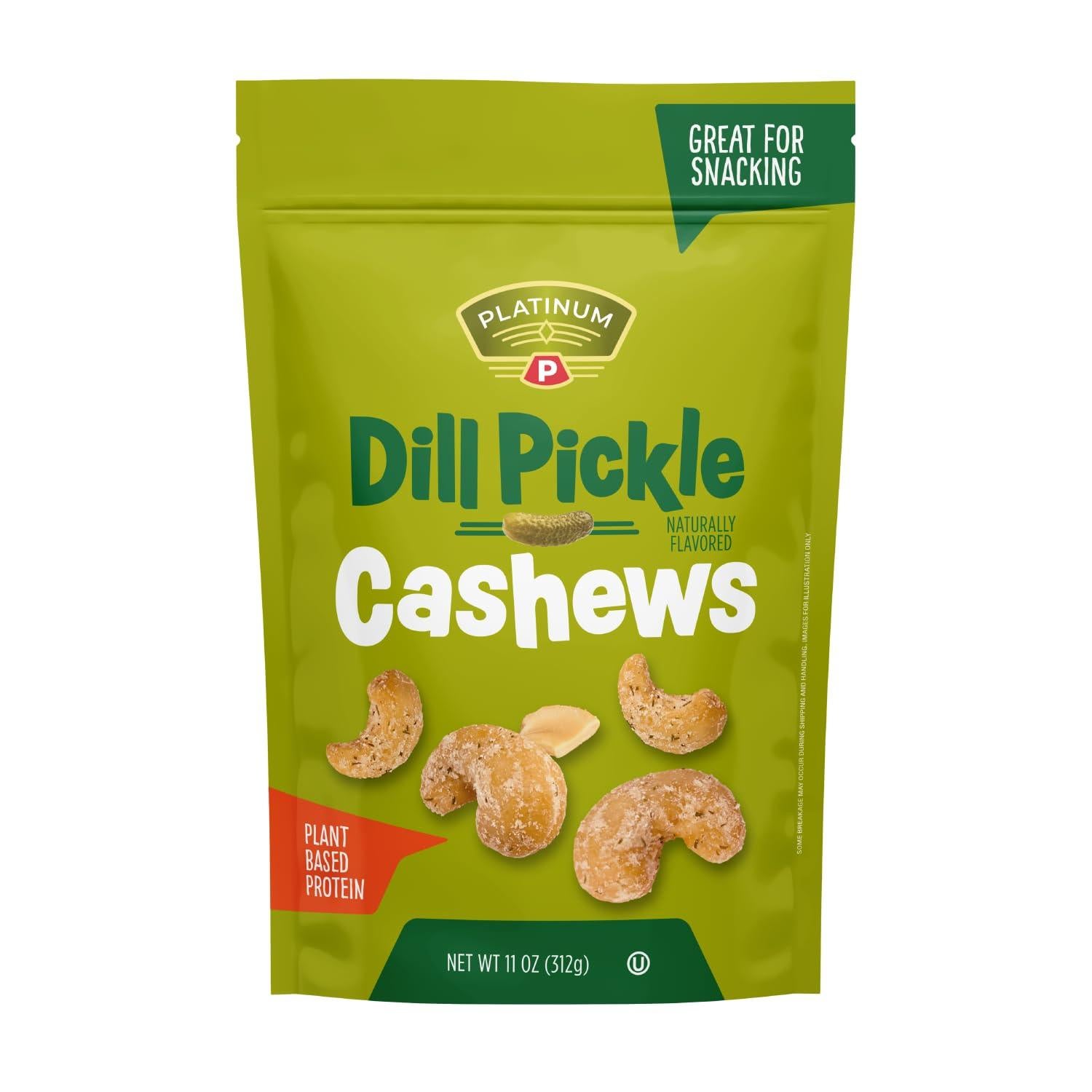 Platinum Dill Pickle Cashews - Plant Based Protein, Fiber, Healthy ...